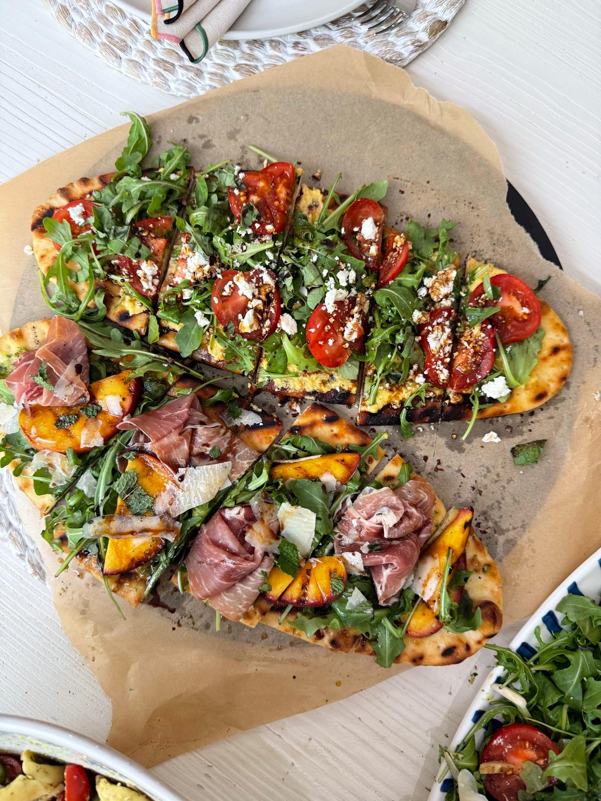 Honey Grilled Peach Flatbread - Everything Delish
